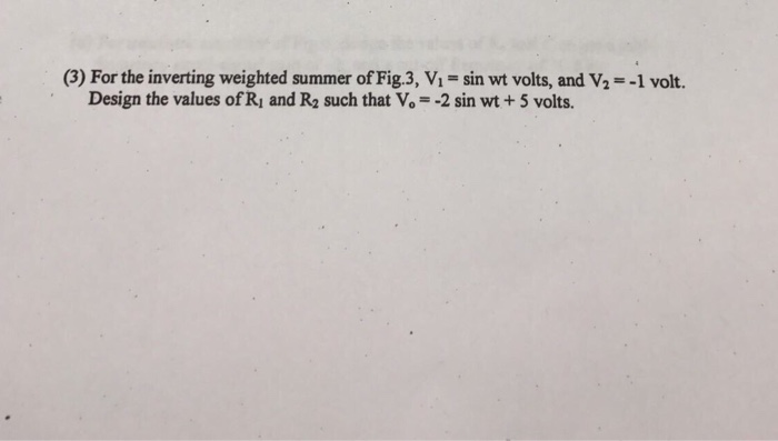 Solved For the inverting weighted summer of Fig. 3, Vi- sin | Chegg.com