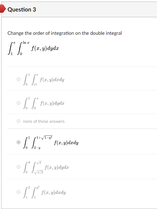 Solved Change the order of integration on the double | Chegg.com