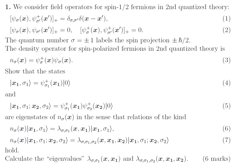 Solved 1. We consider field operators for spin- 1/2 fermions | Chegg.com