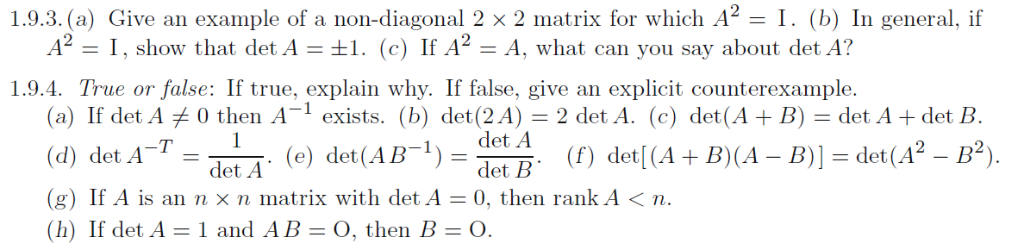 Solved 1.9.3. (a) Give an example of a non-diagonal 2 x 2 | Chegg.com