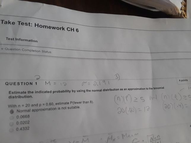 Solved Take Test: Homework CH 6 Test Information Question | Chegg.com