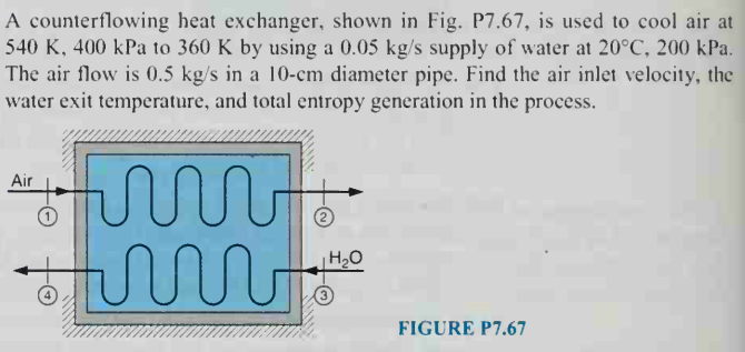 Solved A counterflowing heat exchanger, shown in Fig. P7.67, | Chegg.com