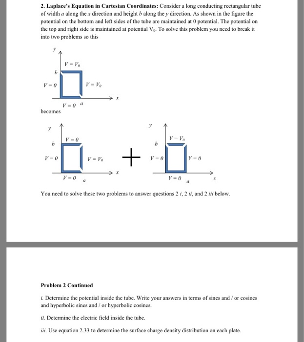 Solved 2. Laplace's Equation in Cartesian Coordinates: | Chegg.com