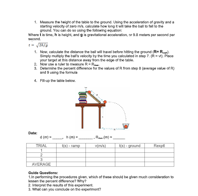 Laboratory Project: Projectile Motion Objective: To | Chegg.com