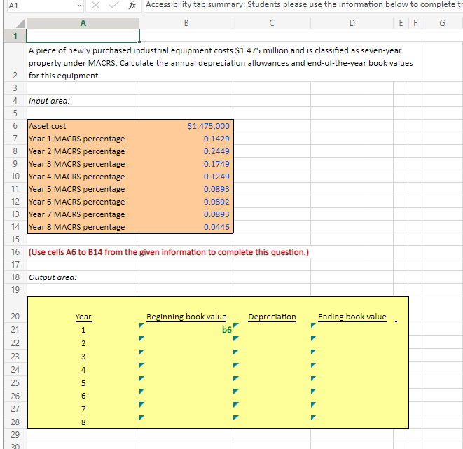 Solved A.1 fx Accessibility tab summary: Students please use | Chegg.com