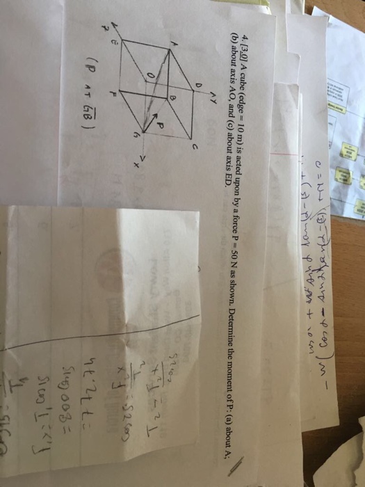 Solved 4. [3.0] A cube (edge 10 m) is acted upon by a force | Chegg.com