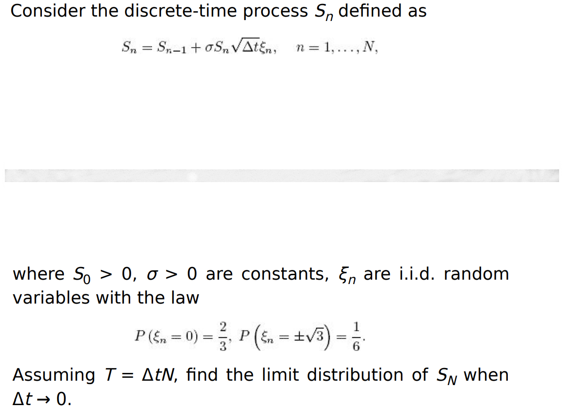 Solved Consider the discrete-time process Sn defined as Sn = | Chegg.com