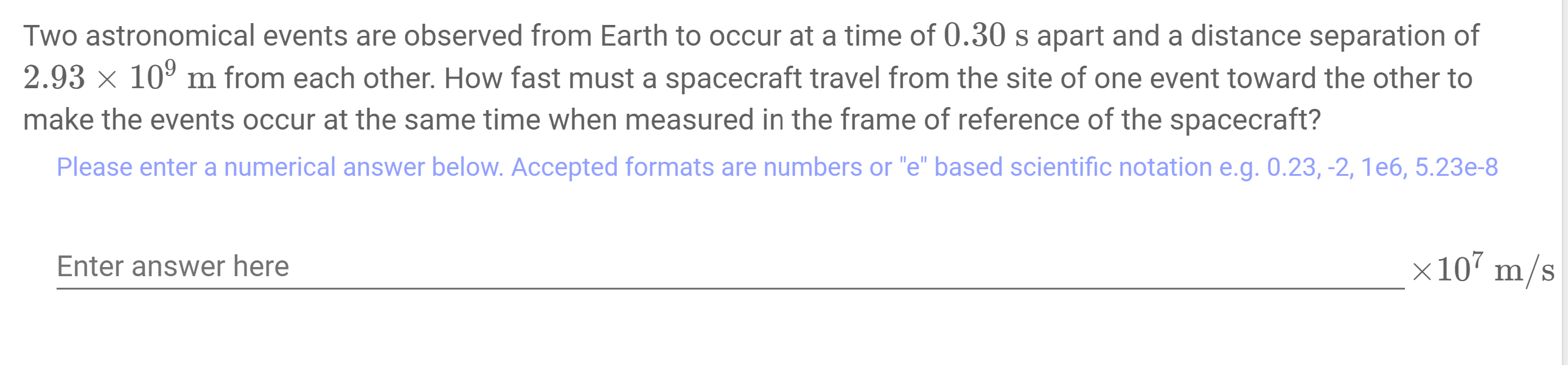 Solved Two astronomical events are observed from Earth to | Chegg.com