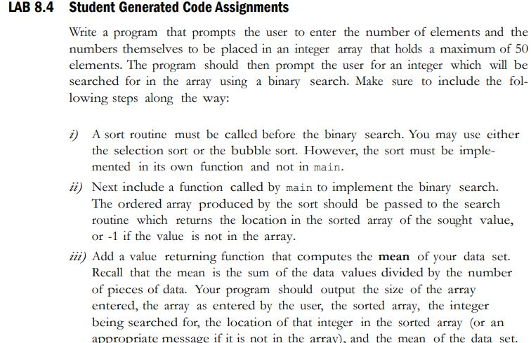 Solved LAB 8.4 Student Generated Code Assignments Write a | Chegg.com