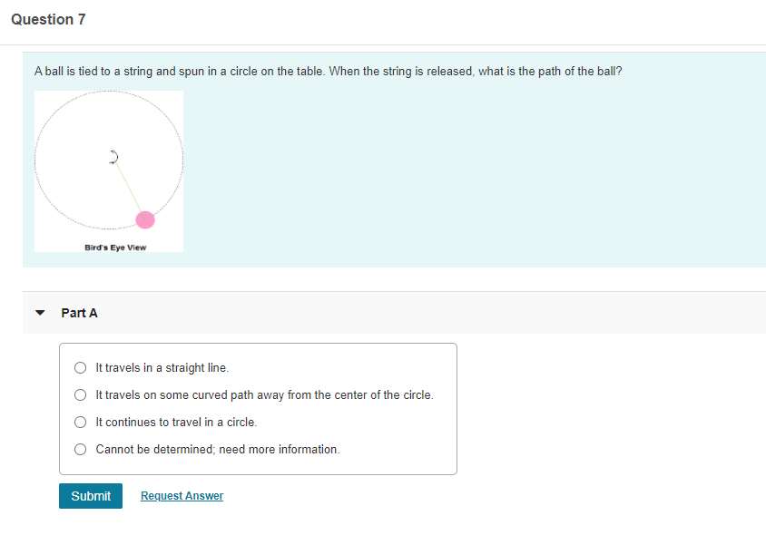 Solved Question 7 A ball is tied to a string and spun in a | Chegg.com
