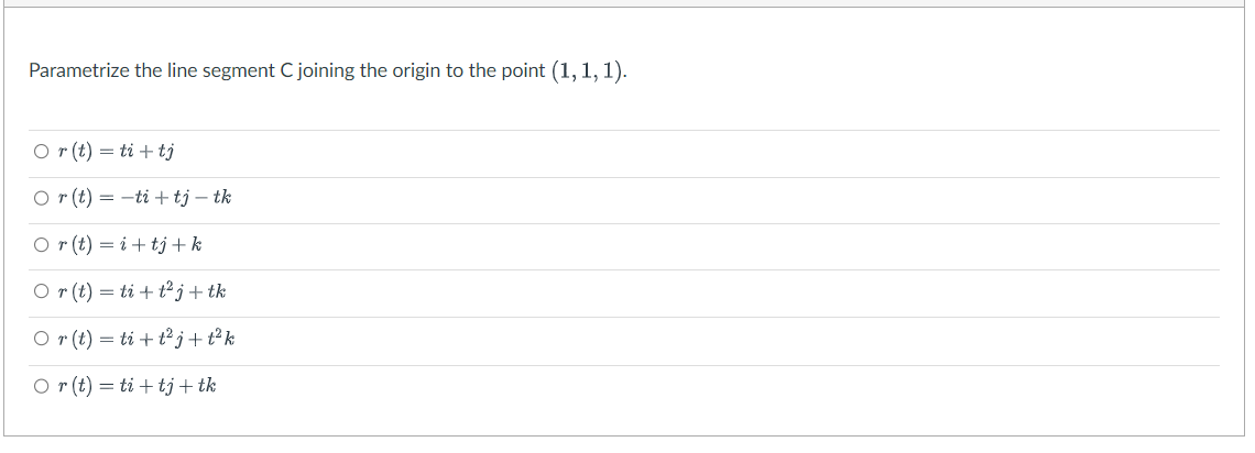 Solved Parametrize the line segment C joining the origin to | Chegg.com