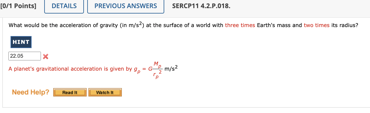 Solved What would be the acceleration of gravity (in m/s2 ) | Chegg.com