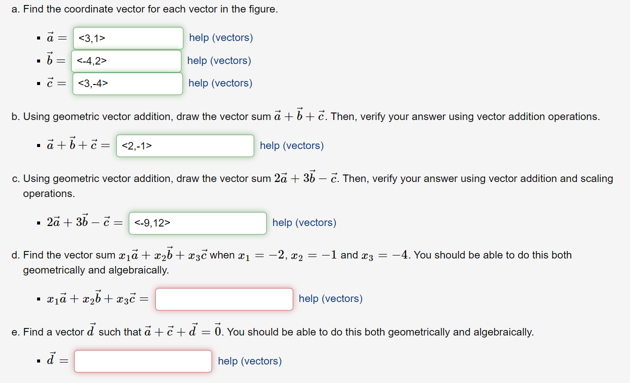 Solved A Find The Coordinate Vector For Each Vector In The 