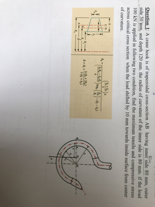 Solved Question 1: A crane hook is of trapezoidal | Chegg.com