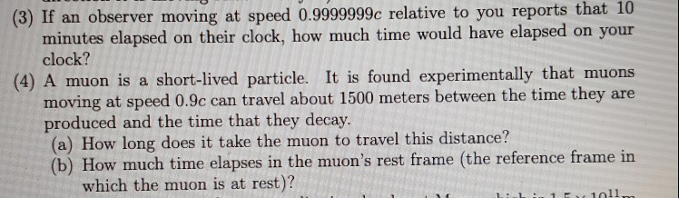 Solved (3) If an observer moving at speed 0.9999999c | Chegg.com