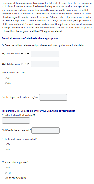 Solved Environmental monitoring applications of the Internet | Chegg.com