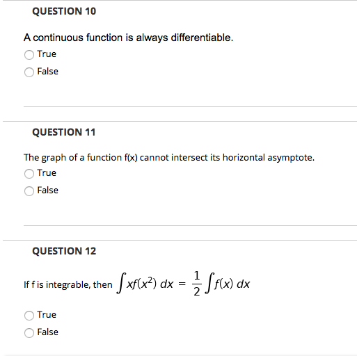 Solved QUESTION 10 A continuous function is always | Chegg.com