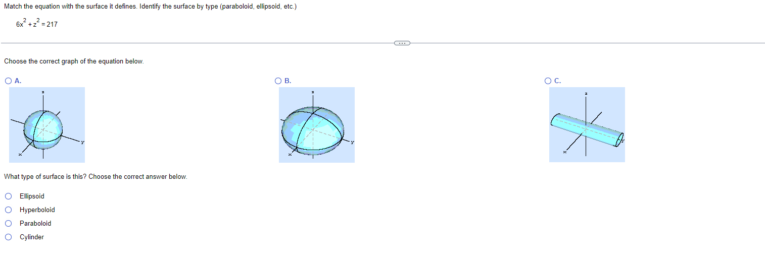 Solved Match the equation with the surface it defines. | Chegg.com
