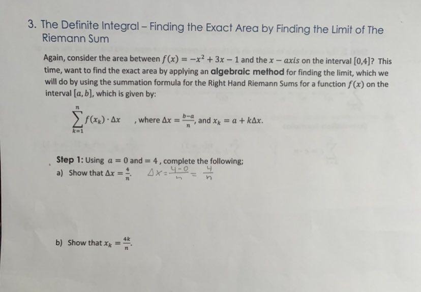 Solved The Definite Integral - Finding the Exact Area by | Chegg.com
