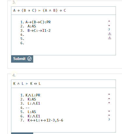 A→(B→C)⊢(A∧B)→C 1. A→(B→C):PR 2. A:AS 3. B→C:→I1−2 4. | Chegg.com
