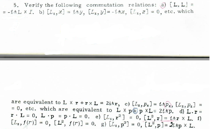 Solved 5. Verify the following commutation relations: a) | Chegg.com