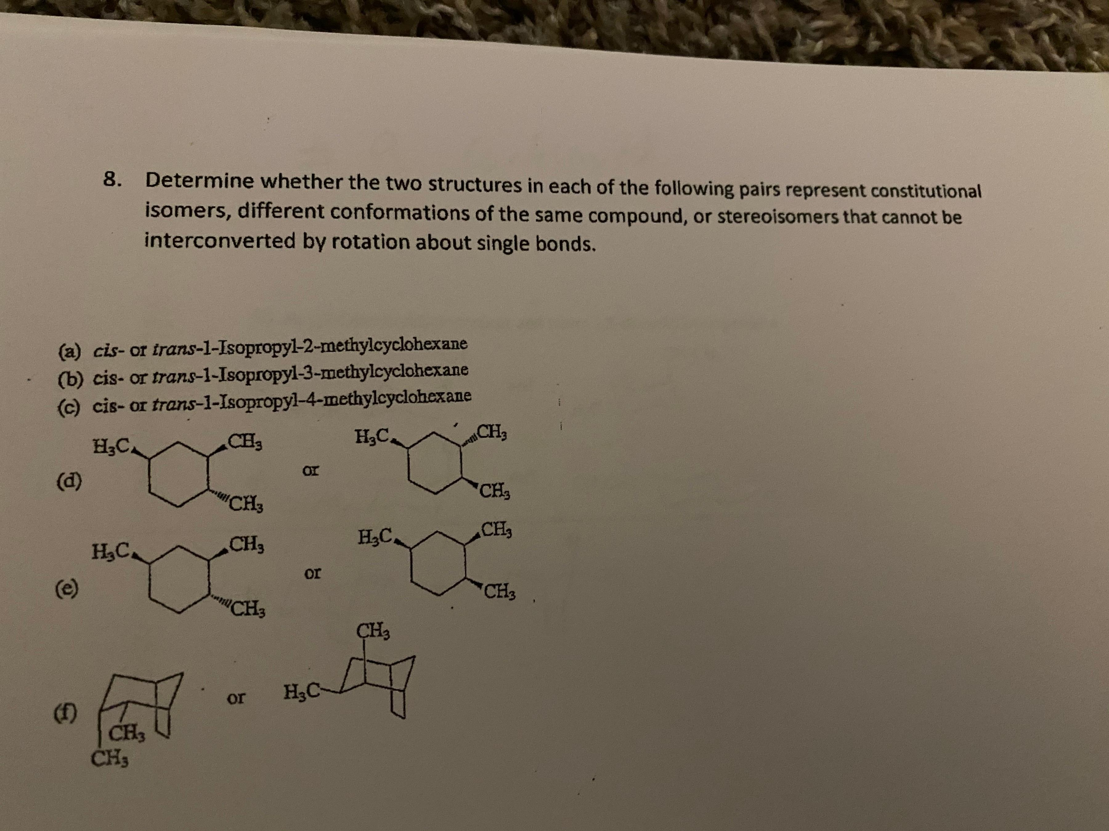 Solved 8. Determine whether the two structures in each of | Chegg.com