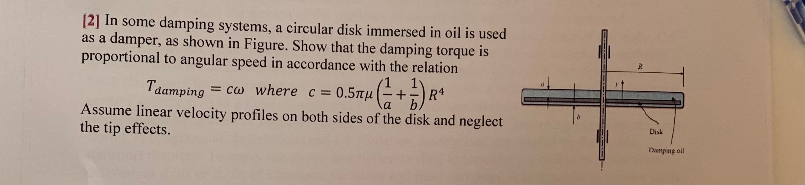 Solved R [2] In some damping systems, a circular disk | Chegg.com