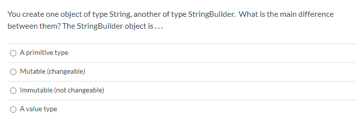 Solved You create one object of type String, another of type | Chegg.com