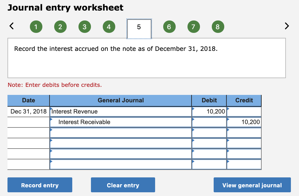 Solved Journal entry worksheet 2 3 4 5 6 7 8 Record the | Chegg.com