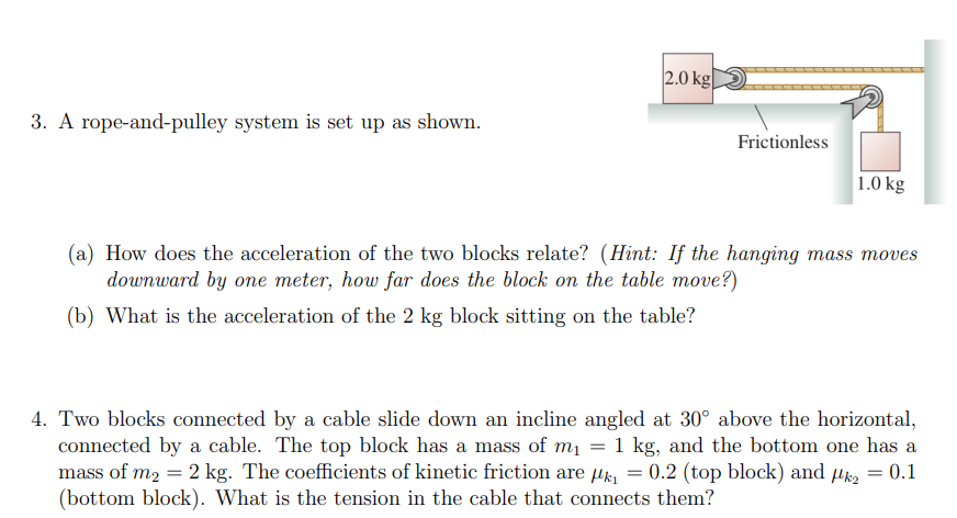 Solved 3. A rope-and-pulley system is set up as shown. (a) | Chegg.com