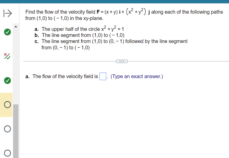 Solved Find the flow of the velocity field F=(x+y)i+(x2+y2) | Chegg.com