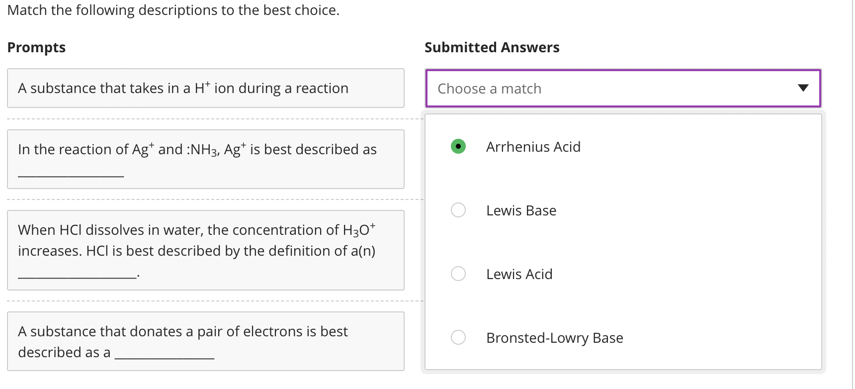 Solved Match the following descriptions to the best choice. | Chegg.com