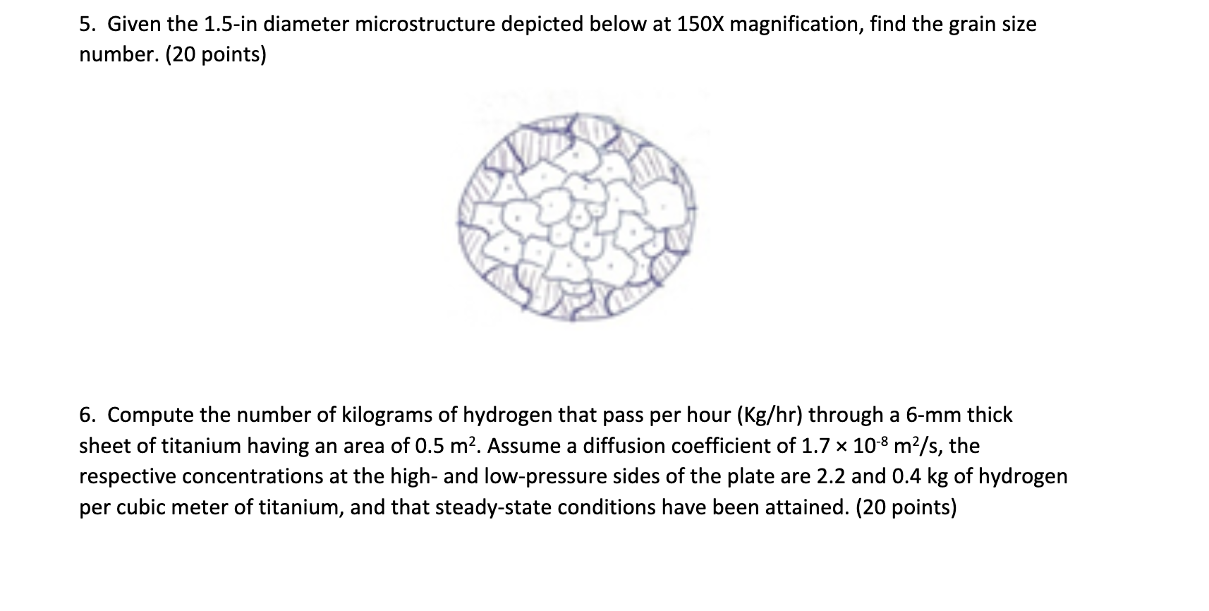 Solved 5. Given the 1.5-in diameter microstructure depicted | Chegg.com