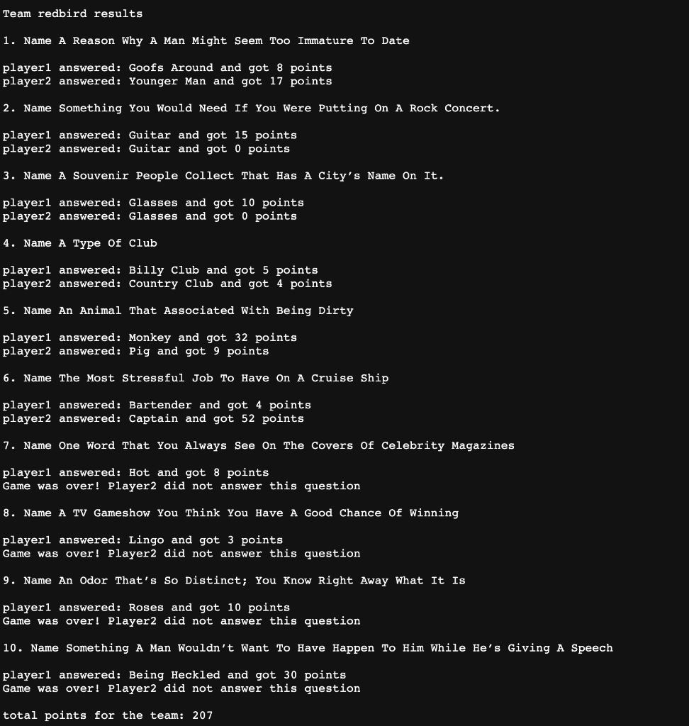 Solved In this program we are going to be playing Family | Chegg.com