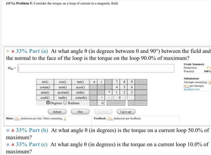 Solved (11%) Problem 5: Consider the torque on a loop of | Chegg.com