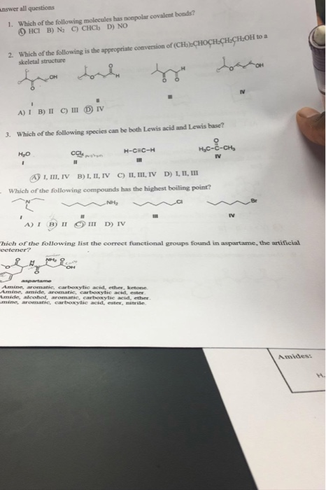 Solved nswer all questions 1. Which of the following | Chegg.com