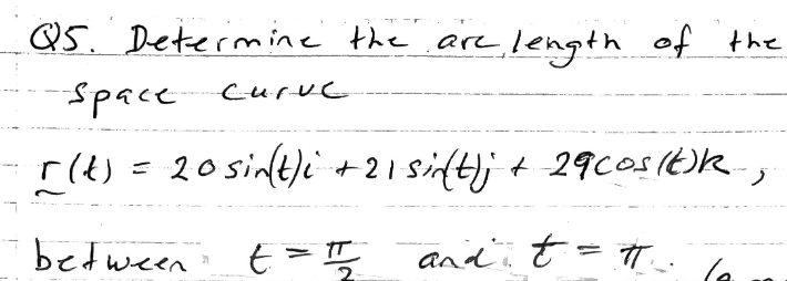 Solved Q5. Determine the are length of the space curve | Chegg.com