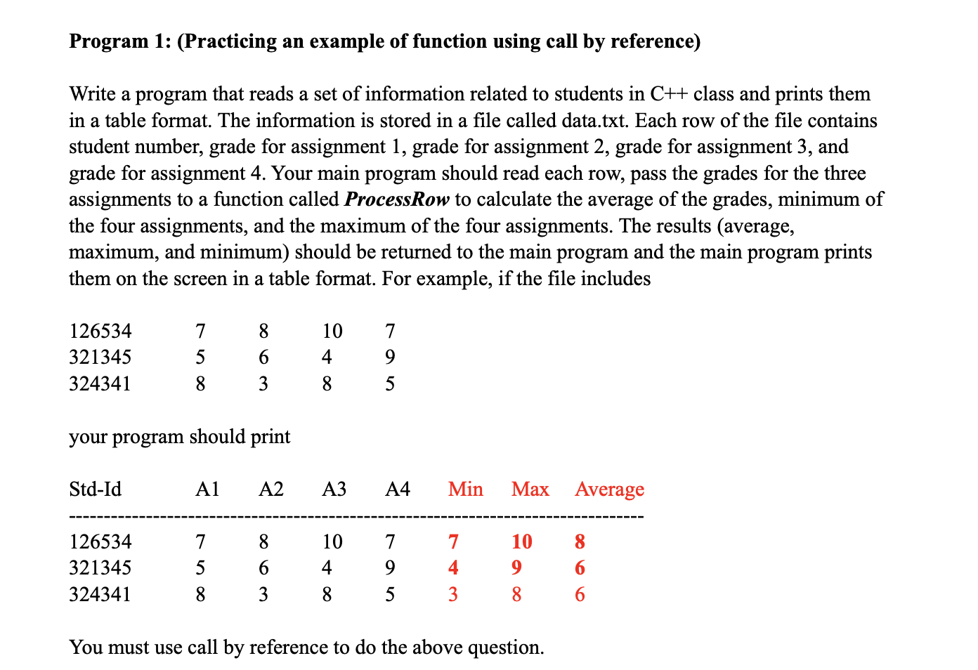 Solved Program 1: (Practicing an example of function using | Chegg.com
