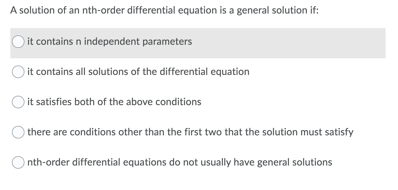 Solved A solution of an nth-order differential equation is a | Chegg.com