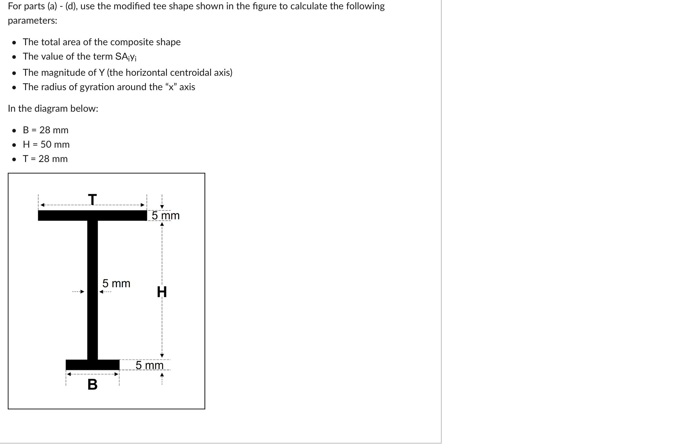 Solved For parts (a) - (d), use the modified tee shape shown | Chegg.com
