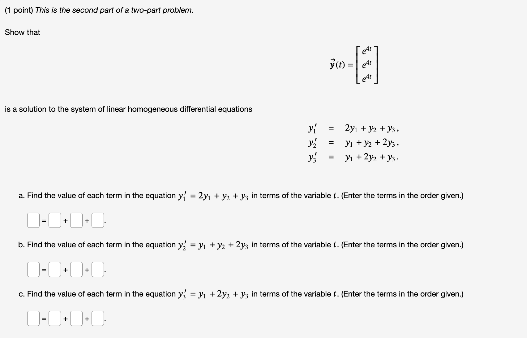 Solved (1 point) This is the second part of a two-part | Chegg.com