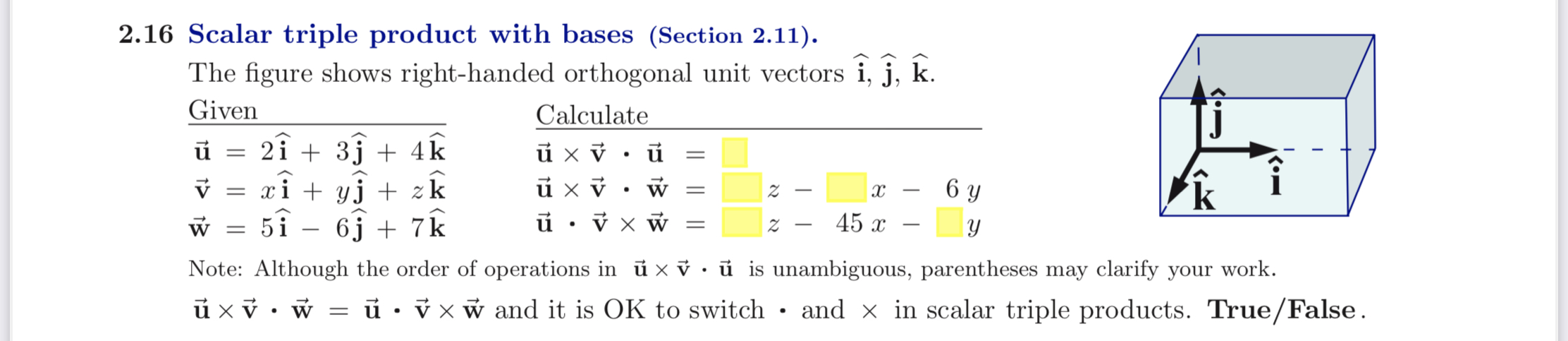 Solved 2.16 Scalar triple product with bases (Section 2.11). | Chegg.com