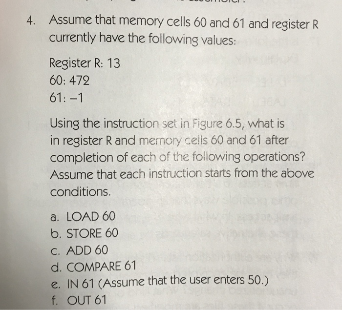 Solved Assume that memory cells 60 and 61 and register R | Chegg.com