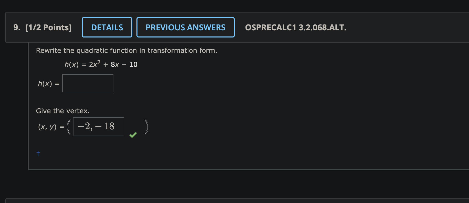 Solved Rewrite the quadratic function in transformation | Chegg.com