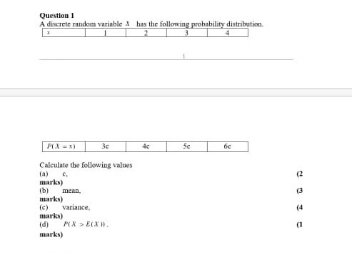 Solved Question 1 A discrete random variable has the | Chegg.com