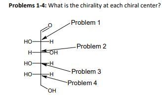 Solved Problems 1-4: What is the chirality at each chiral | Chegg.com