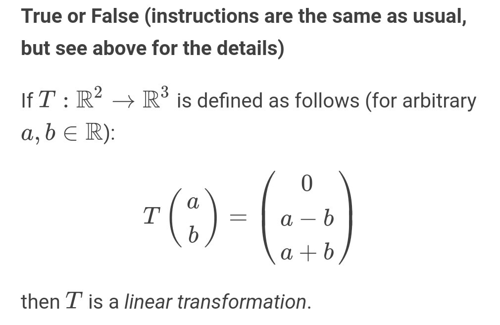 Solved True or False (instructions are the same as usual, | Chegg.com