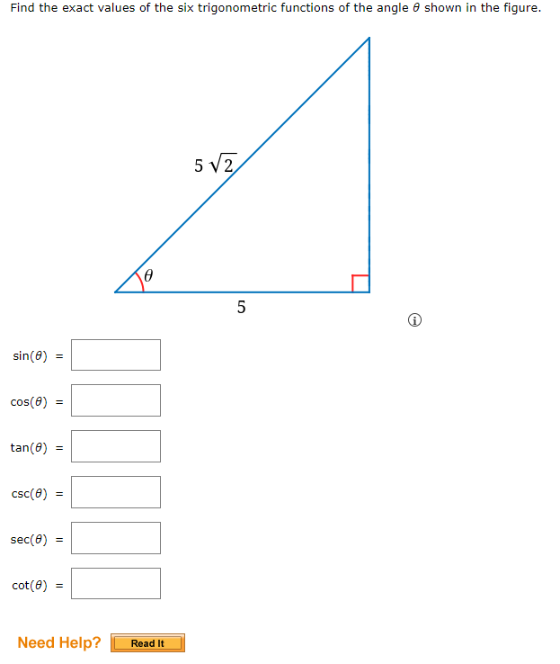 Solved Find The Exact Values Of The Six Trigonometric