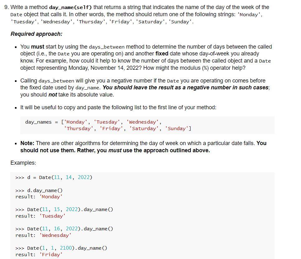 Solved Helper function below class Date: """ A class | Chegg.com
