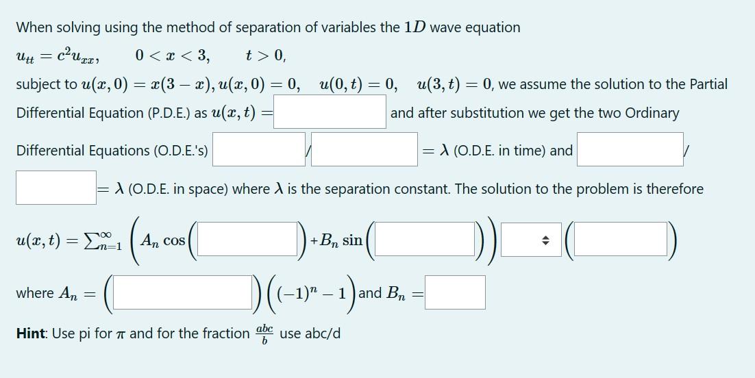 Solved When solving using the method of separation of | Chegg.com
